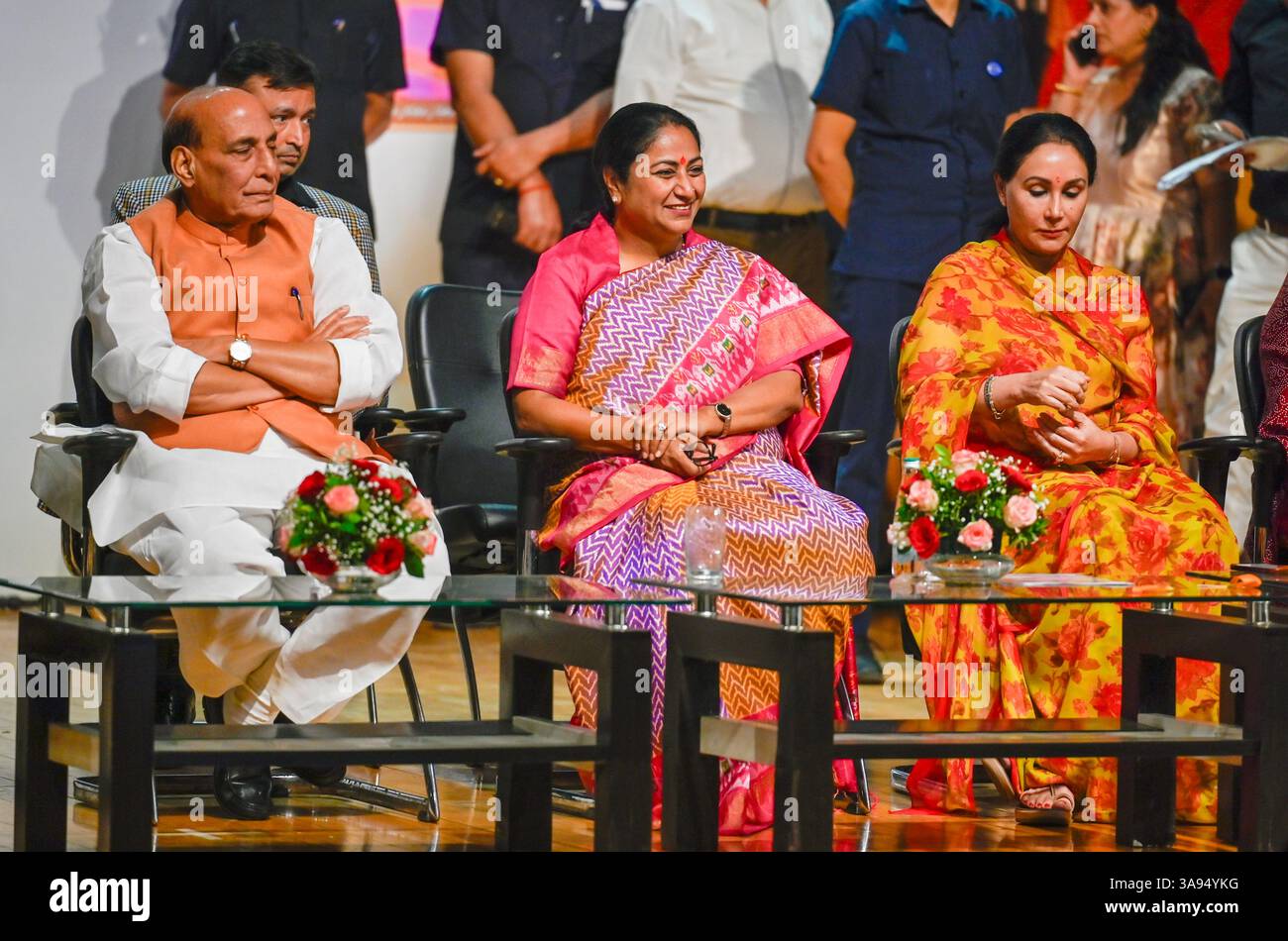 NEW DELHI, INDIA - MARCH 29: Rajnath Singh Defence Minister, Rekha ...