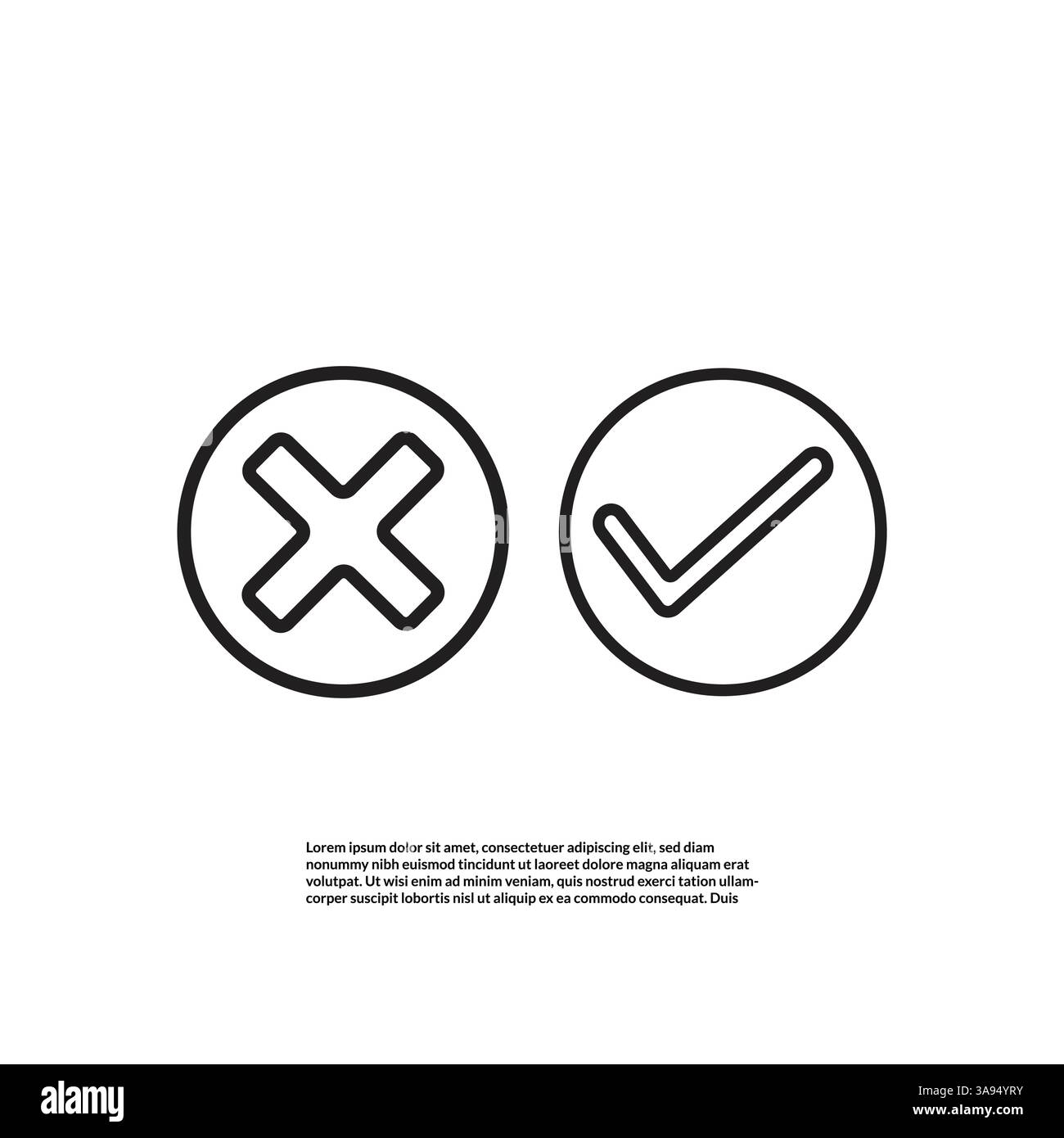 Cross check mark icons, flat round buttons set Stock Vector Image & Art - Alamy