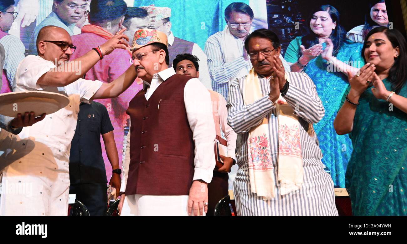 New Delhi, India. 29th Mar, 2025. NEW DELHI, INDIA - MARCH 29: BJP National President J.P. Nadda ...