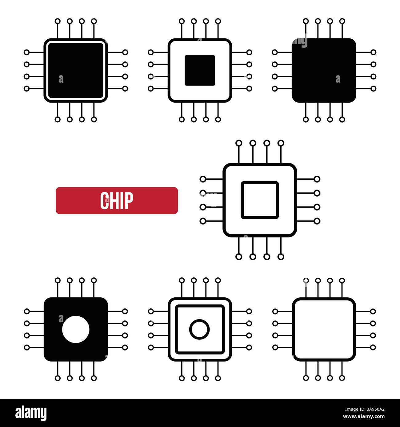 Chip icon set. flat vector illustration Stock Vector Image & Art - Alamy