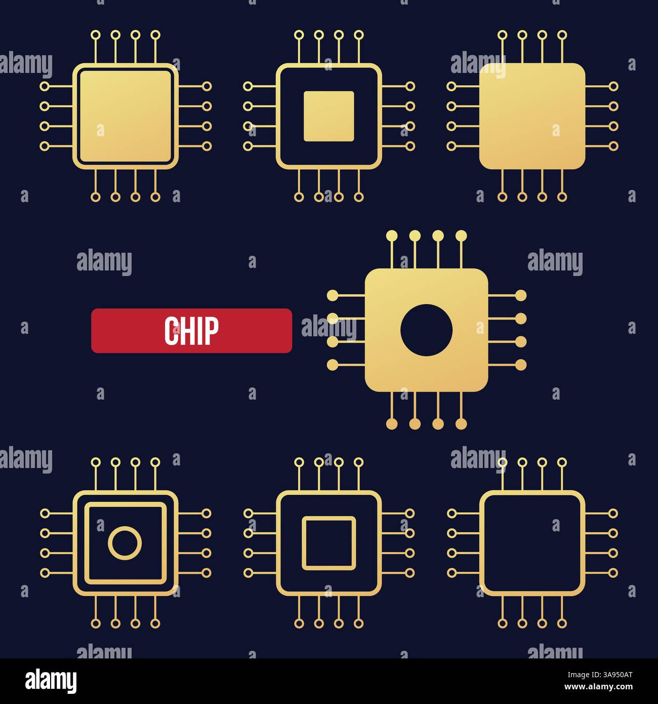 Chip icon set. flat vector illustration Stock Vector Image & Art - Alamy