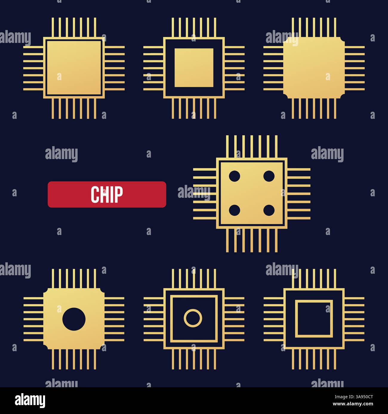 Chip icon set. flat vector illustration Stock Vector Image & Art - Alamy