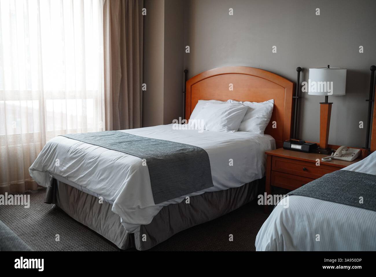 Interior of a standard hotel room at Casino Rama, featuring two beds ...