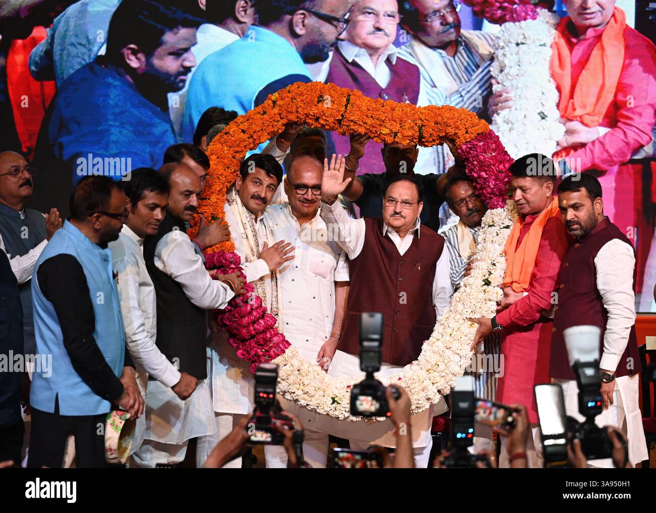 New Delhi, India. 29th Mar, 2025. NEW DELHI, INDIA - MARCH 29: BJP National President J.P. Nadda ...