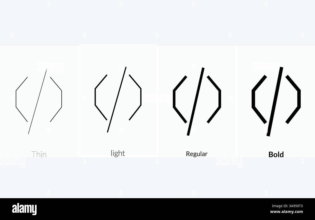 code icon. Thin, Light Regular And Bold style design isolated on white ...