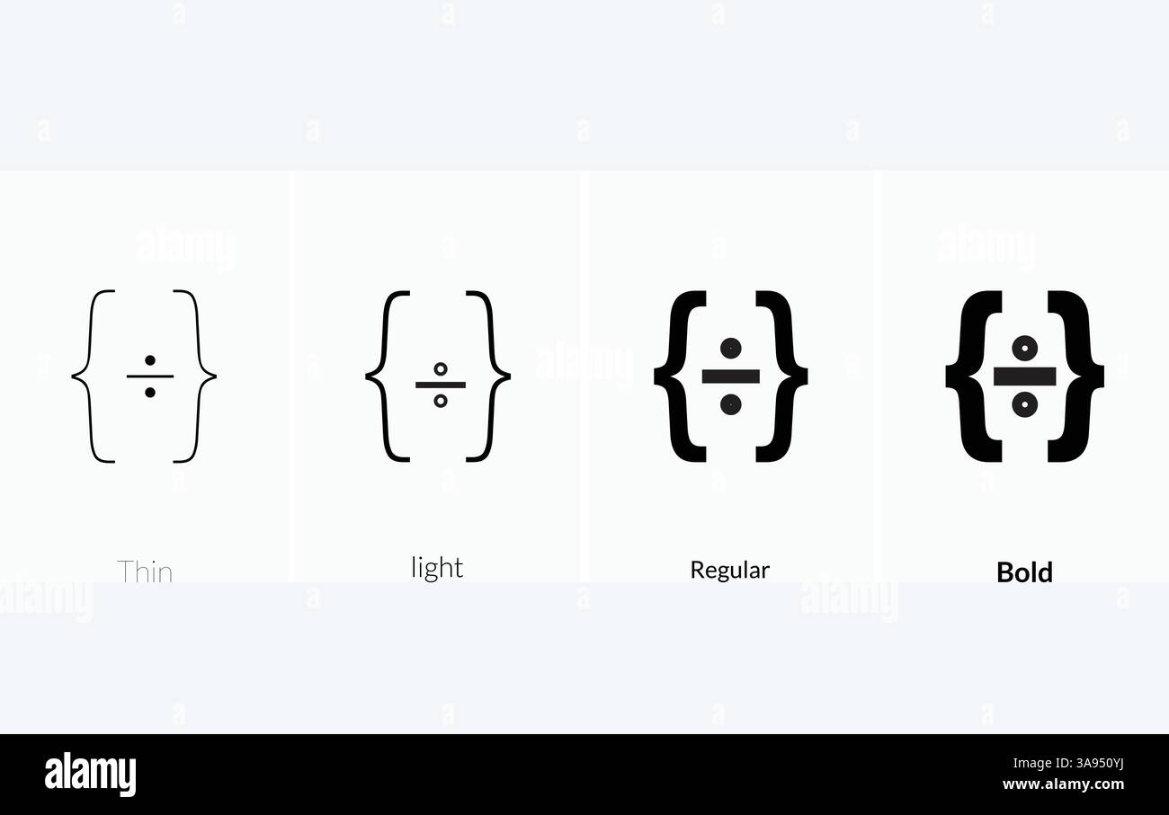 code plus icon. Thin, Light Regular And Bold style design isolated on white background Stock ...