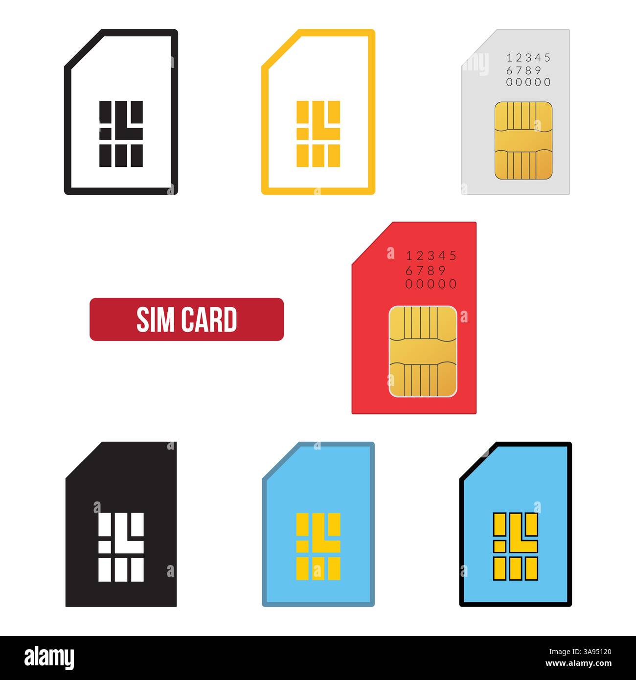 Color sim card icon set flat vector illustration Stock Vector Image ...