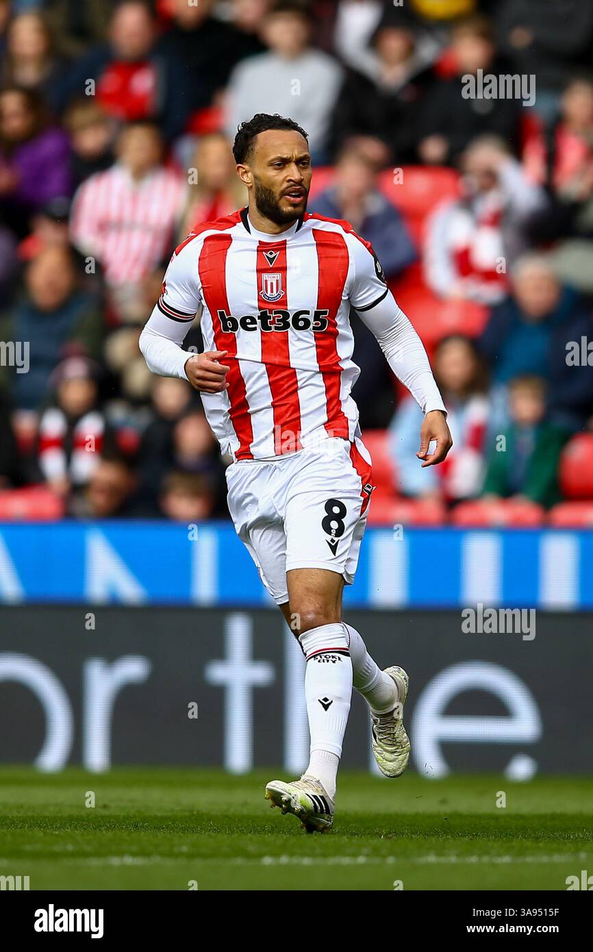 bet365 Stadium, Stoke, England - 29th March 2025 Lewis Baker (8) of ...