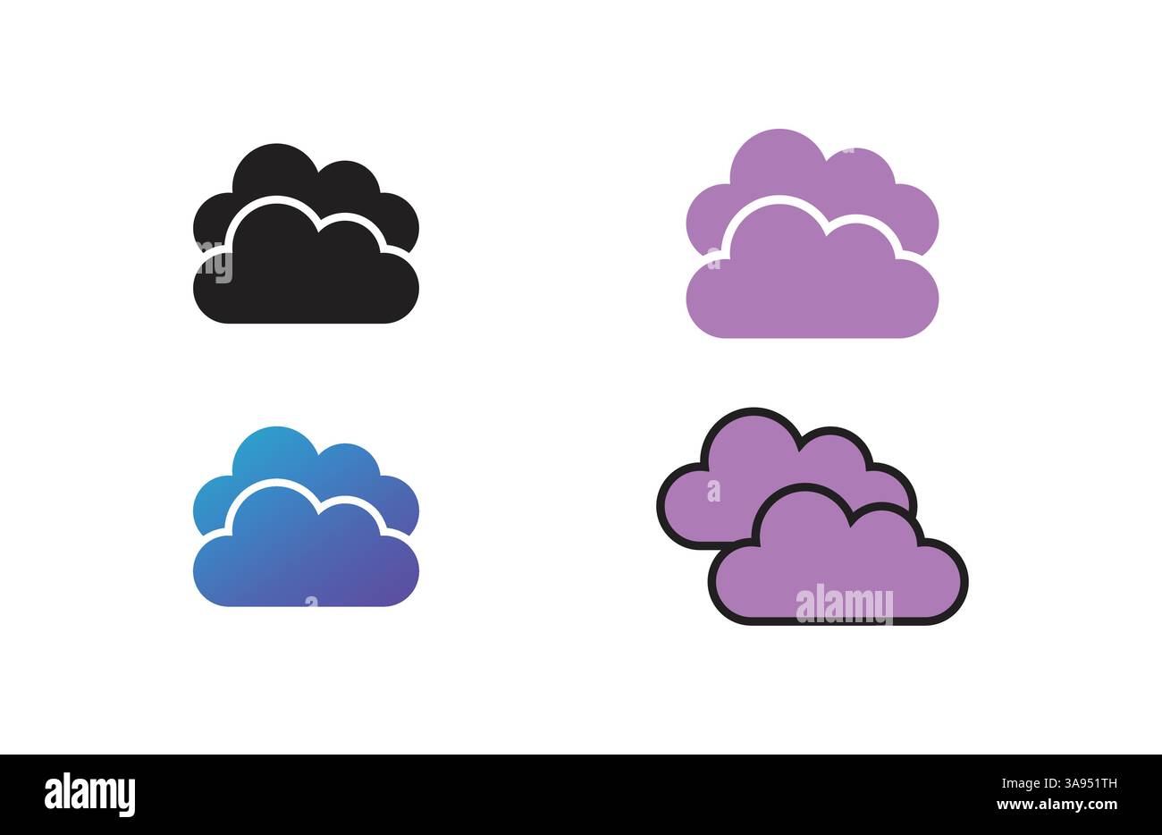 Flat cloud icon set symbol vector Illustration Stock Vector Image & Art - Alamy