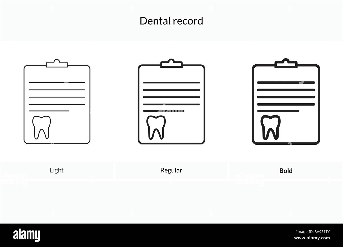 Dental record icon. Light, Regular And Bold style design isolated on ...