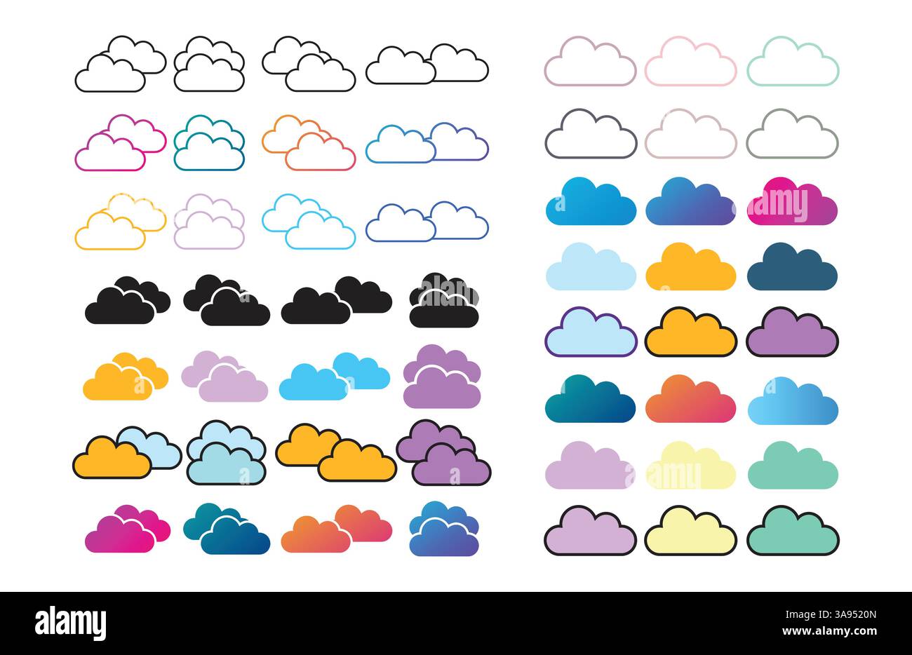Flat cloud icon set symbol vector Illustration Stock Vector Image & Art ...