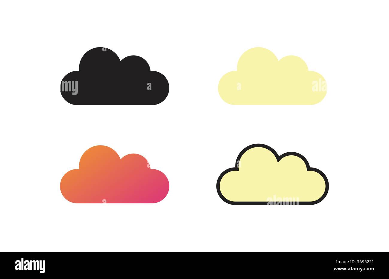 Flat cloud icon set, symbol vector Illustration Stock Vector Image & Art - Alamy