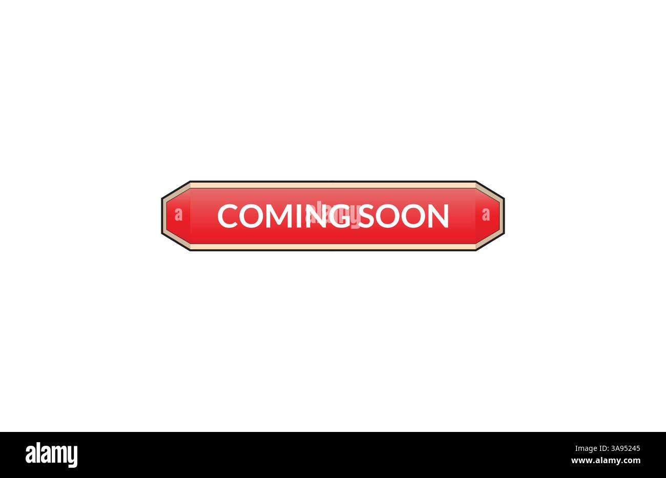 Coming soon red ribbon label banner. Open available now sign or Coming ...