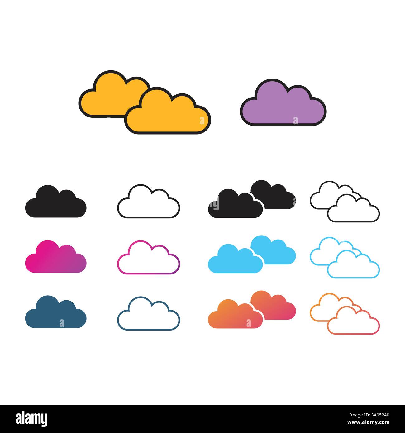 Flat cloud icon set symbol vector Illustration Stock Vector Image & Art ...