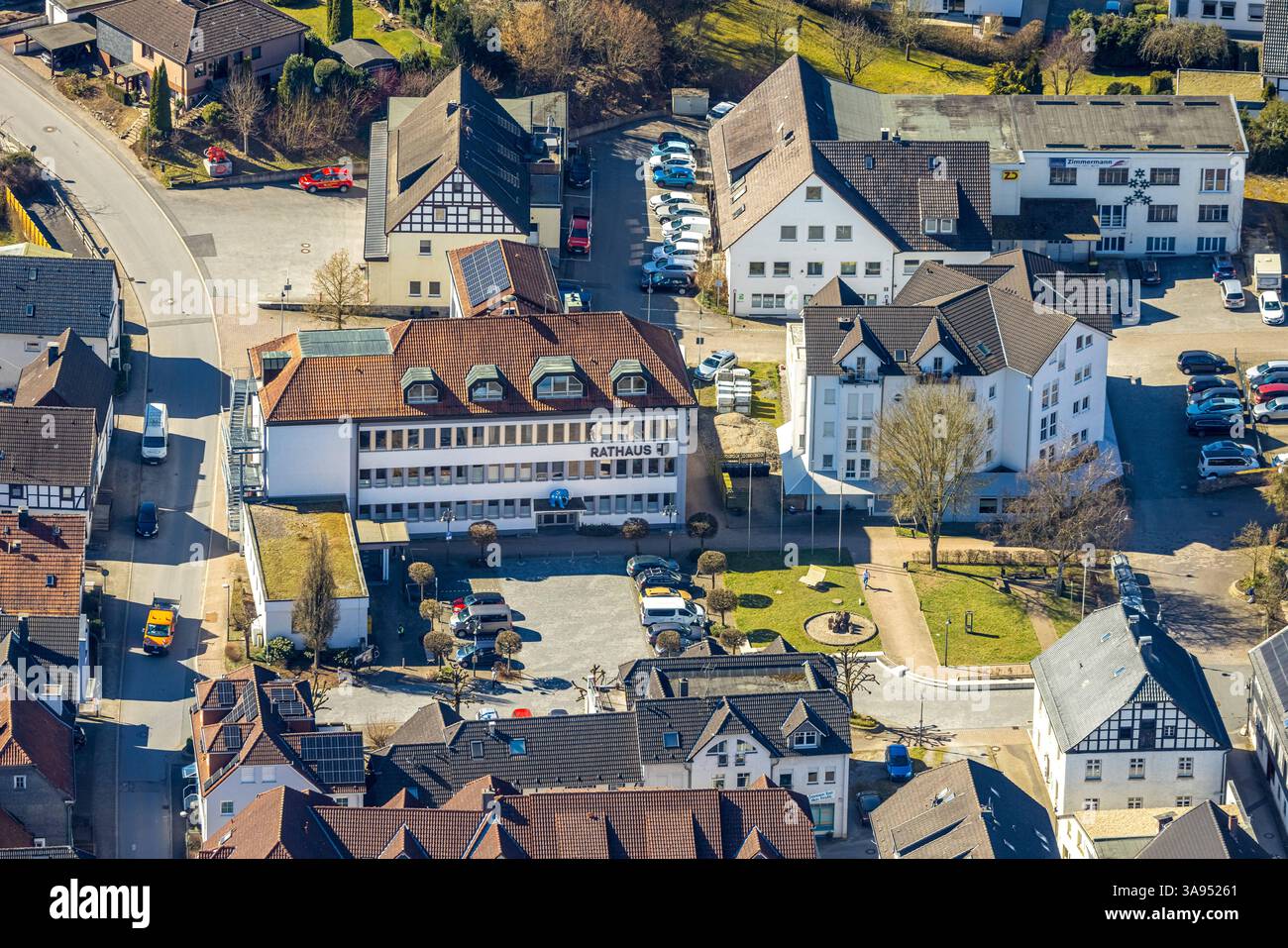 Luftbild, Rathaus Stadtverwaltung, Balve, Sauerland, Nordrhein ...