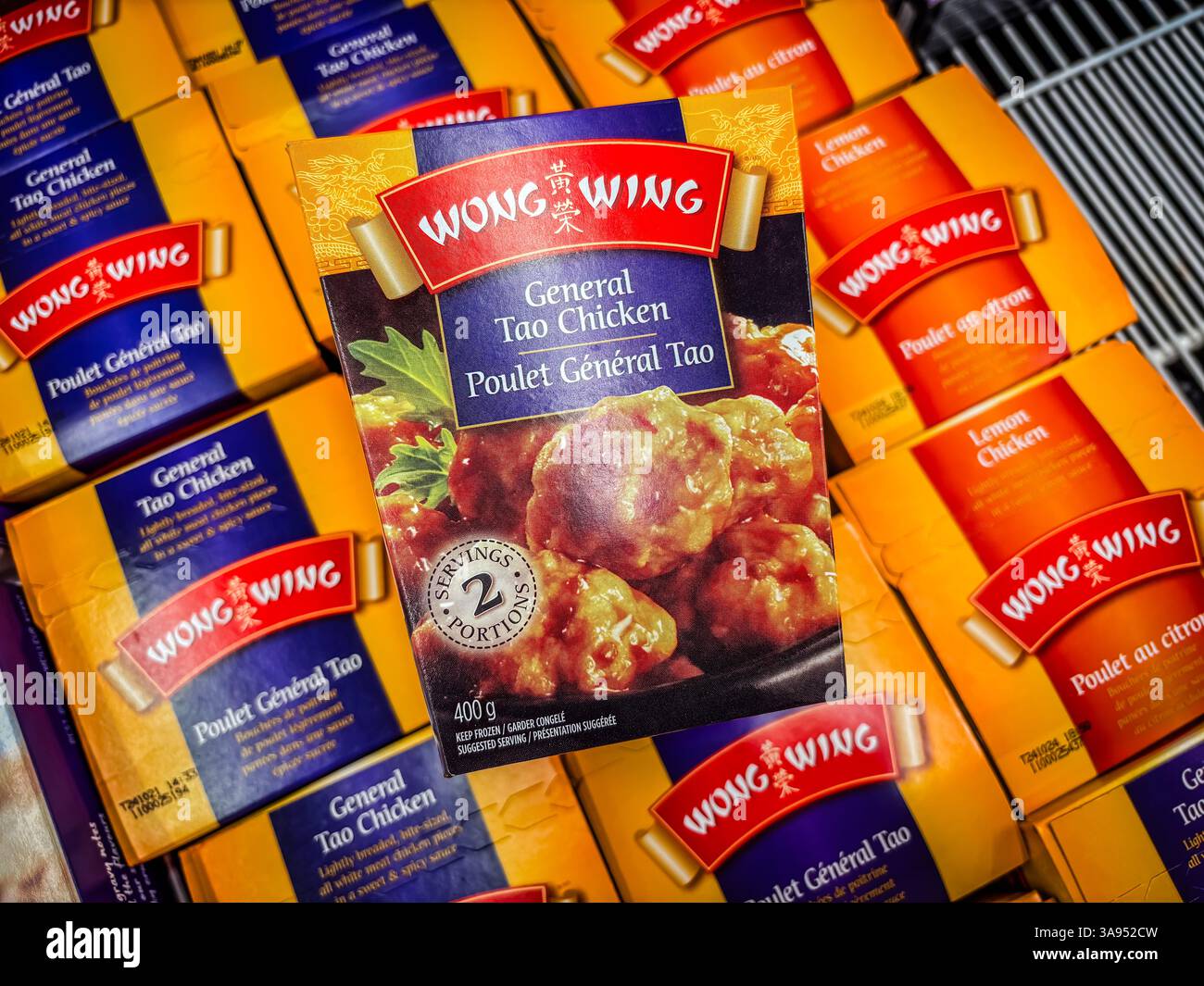 Wong Wing general tao chicken and lemon chicken frozen food products, in both English and French ...