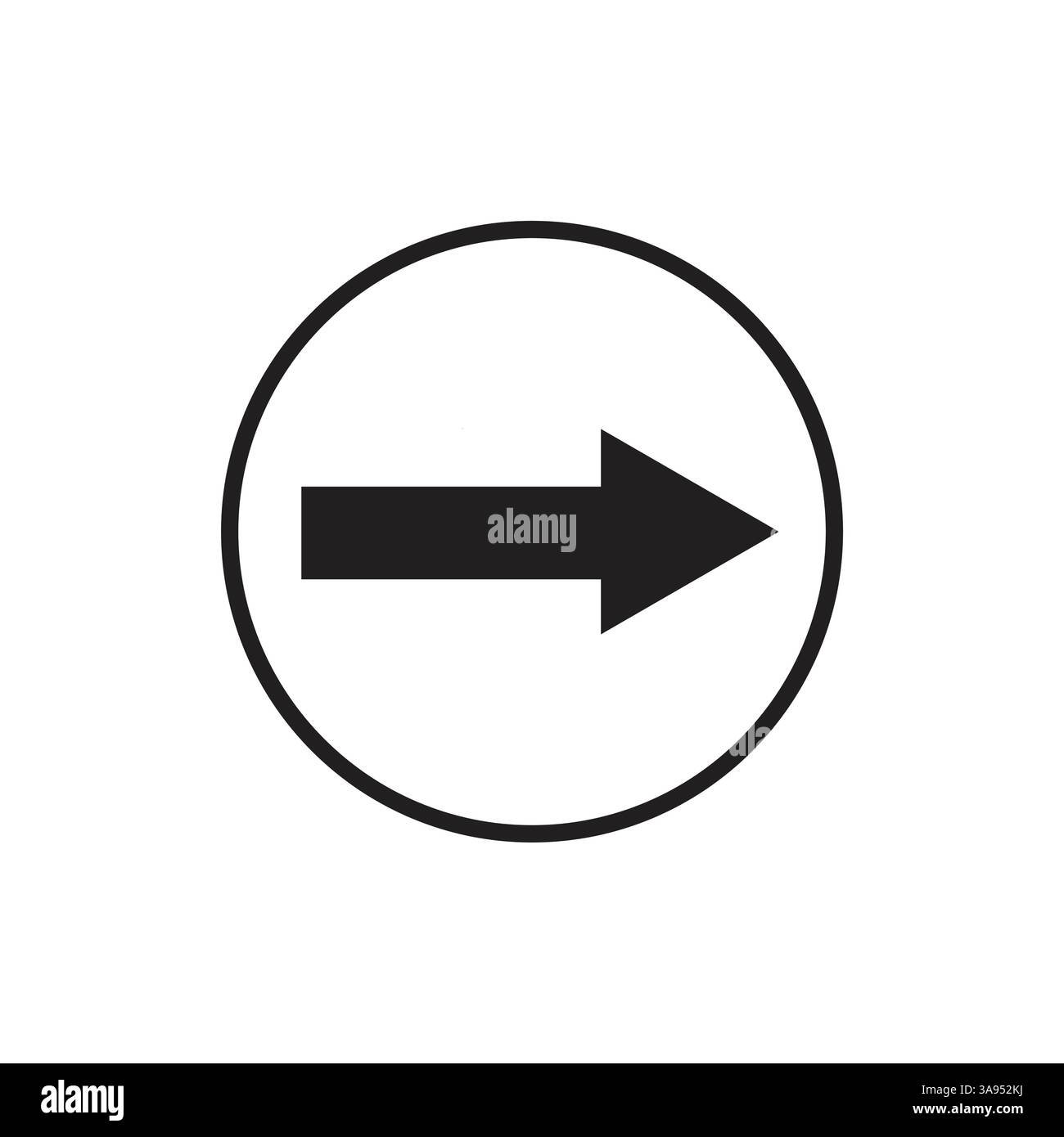 Round icon of right direction arrow. Flat style illustration with long ...