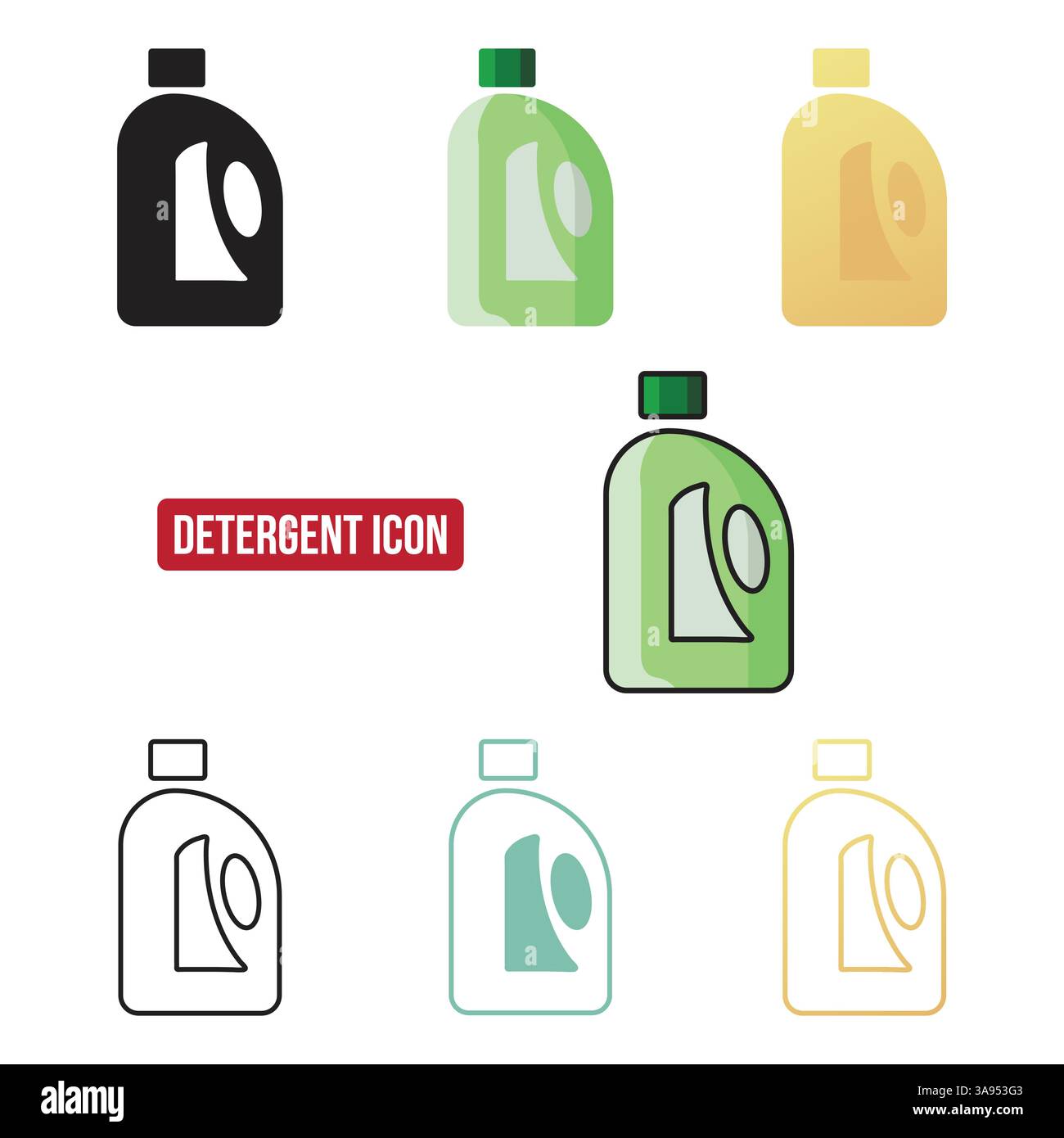 Flat detergent icon set, symbol vector Illustration Stock Vector Image ...