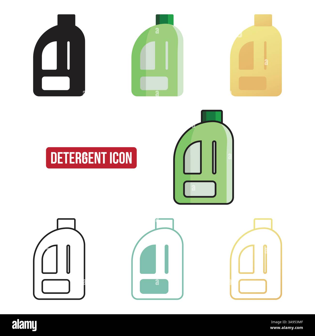 Flat detergent icon set, symbol vector Illustration Stock Vector Image ...
