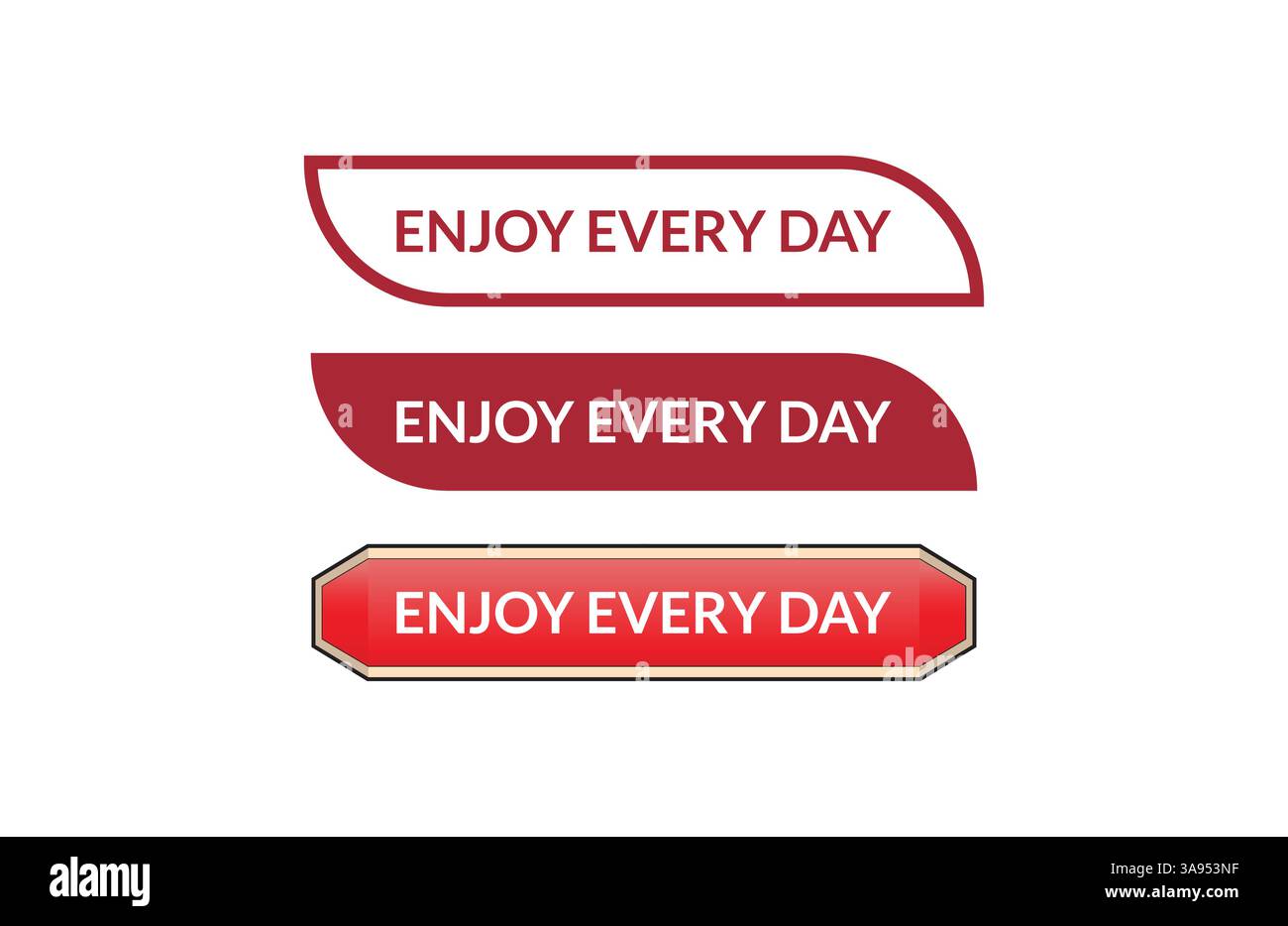Enjoy every day red ribbon label banner. Open available now sign or ...