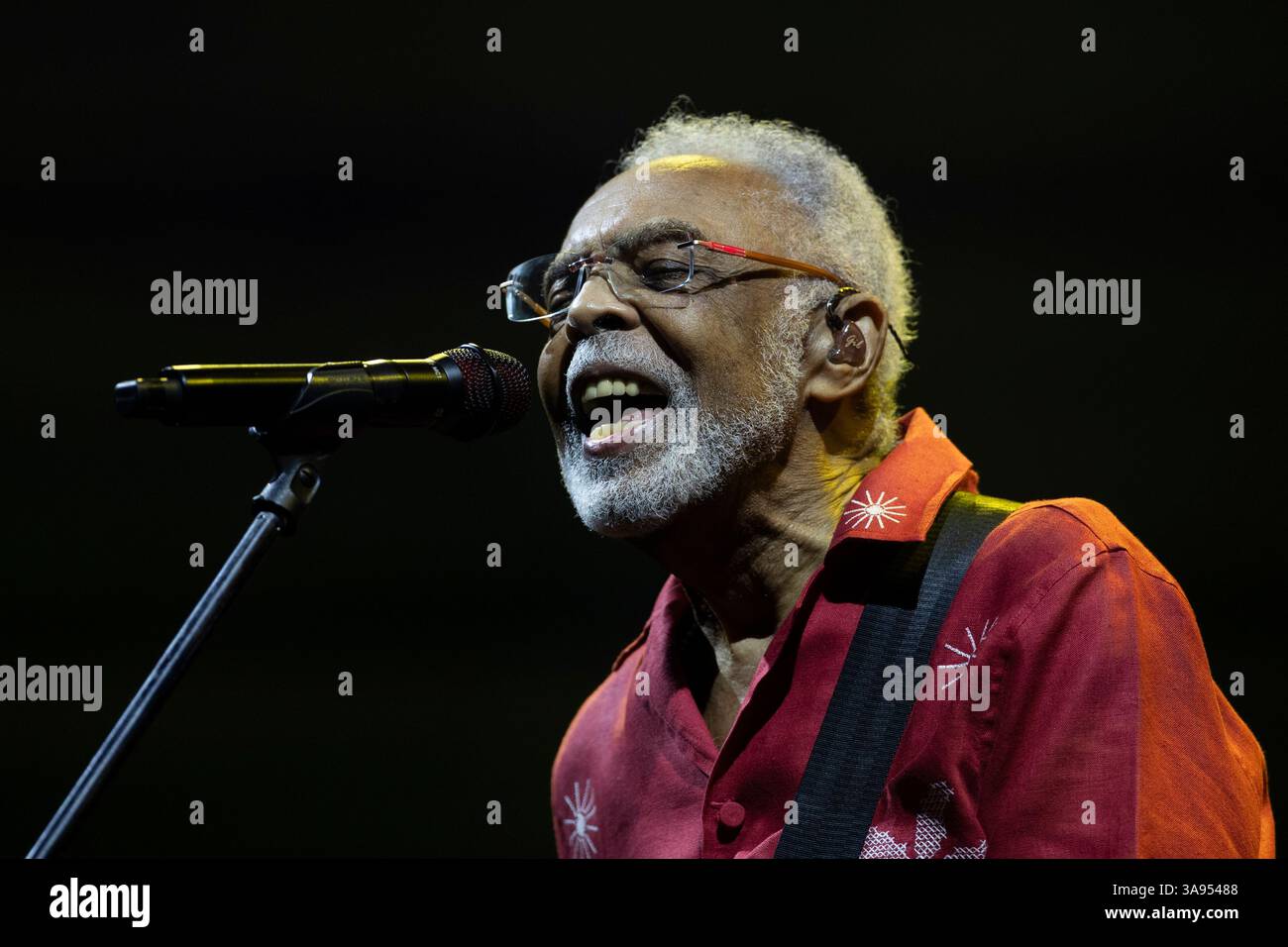 Brazilian singer Gilberto Gil performs on stage during the "Tempo Rei ...