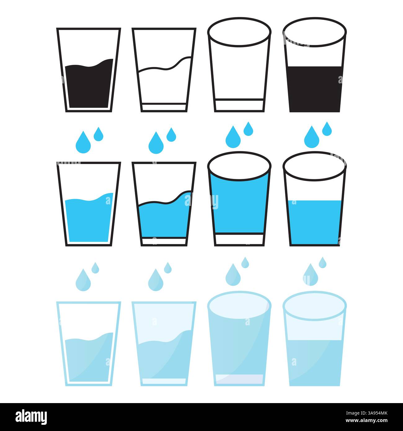 glass of water icon set. flat vector illustration Stock Vector Image ...