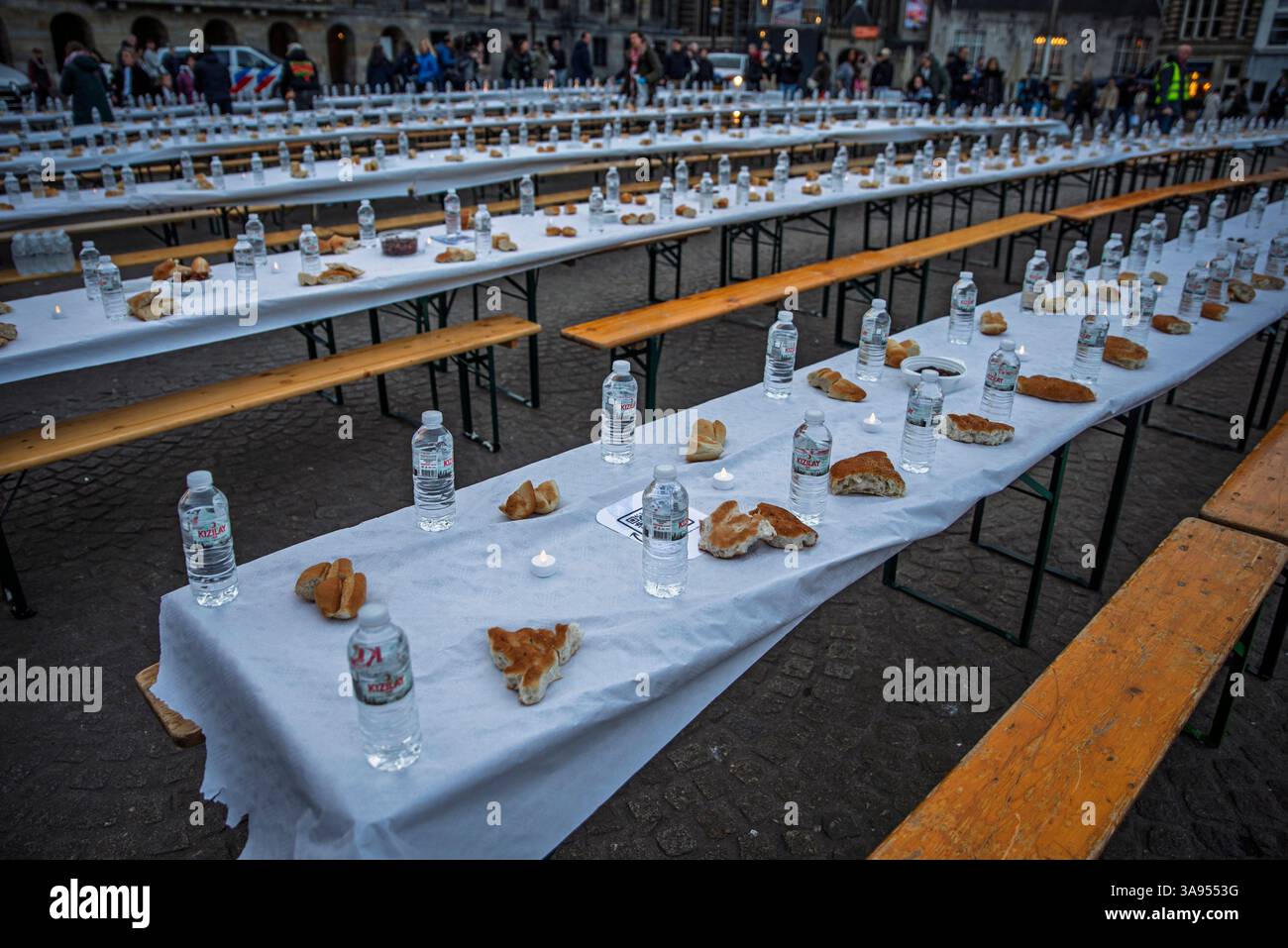 Amsterdam, North Holland, Netherlands. 29th Mar, 2025. Rows of tables ...