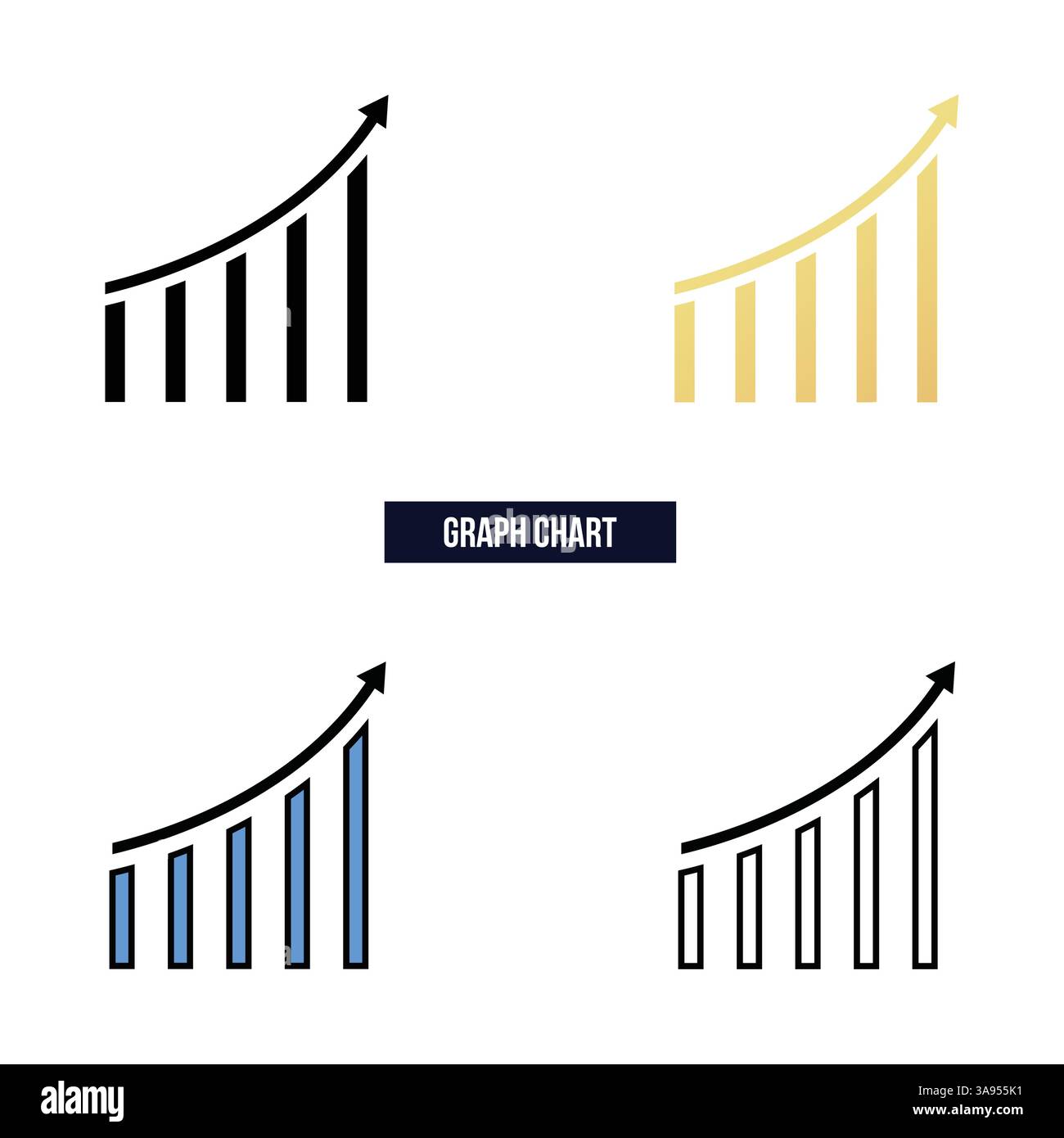 Flat graph chart icon set. Growth icon symbol Stock Vector Image & Art ...
