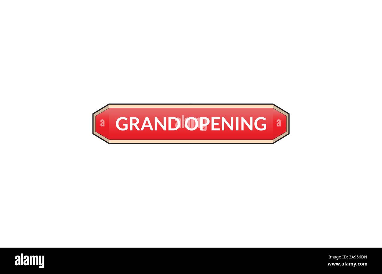 Grand opening red ribbon label banner. Open available now sign or Grand ...