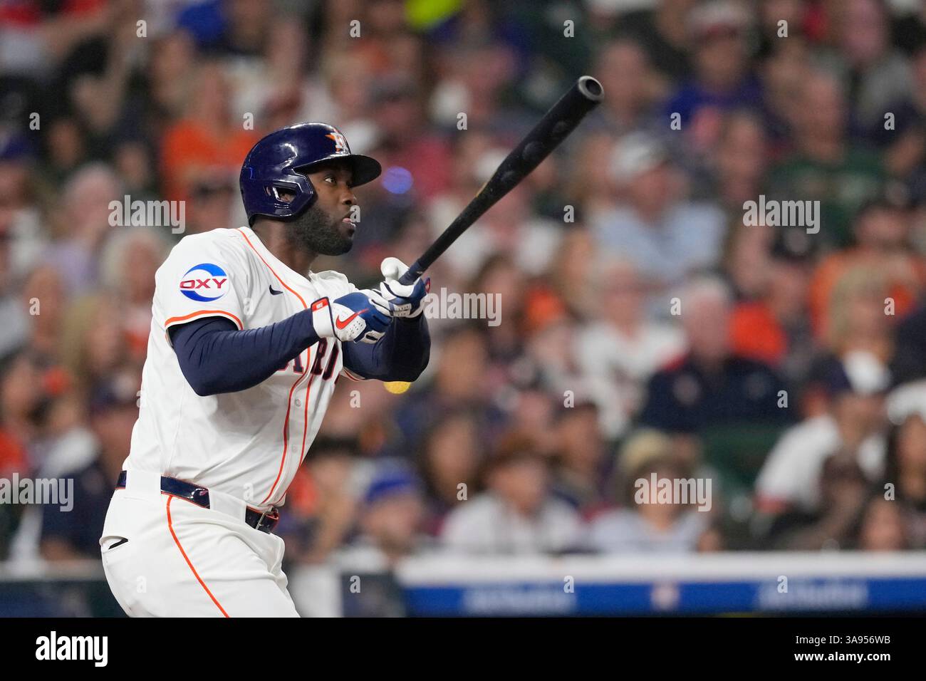 Houston Astros' Yordan Alvarez hits a RBI double against the New York ... Houston Astros' Yordan Alvarez hits a RBI double against the New York ...