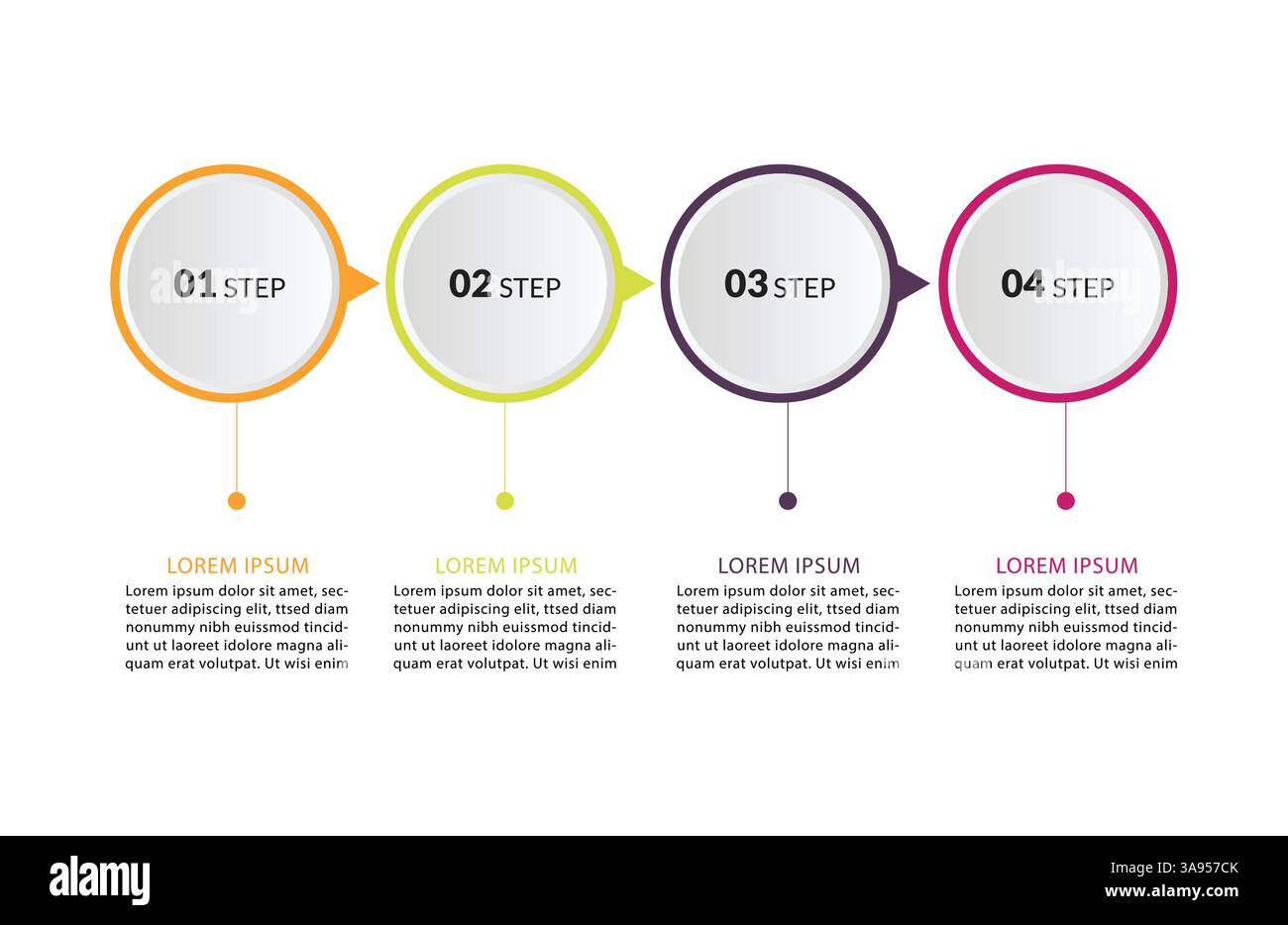 Business infographic thin line process with square template design ...