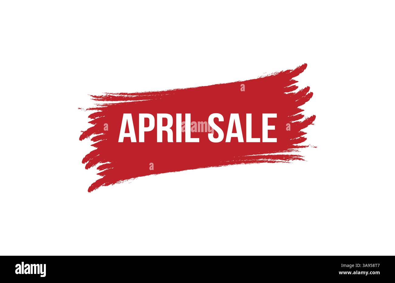 Brush style april sale red banner design on white background Stock ...