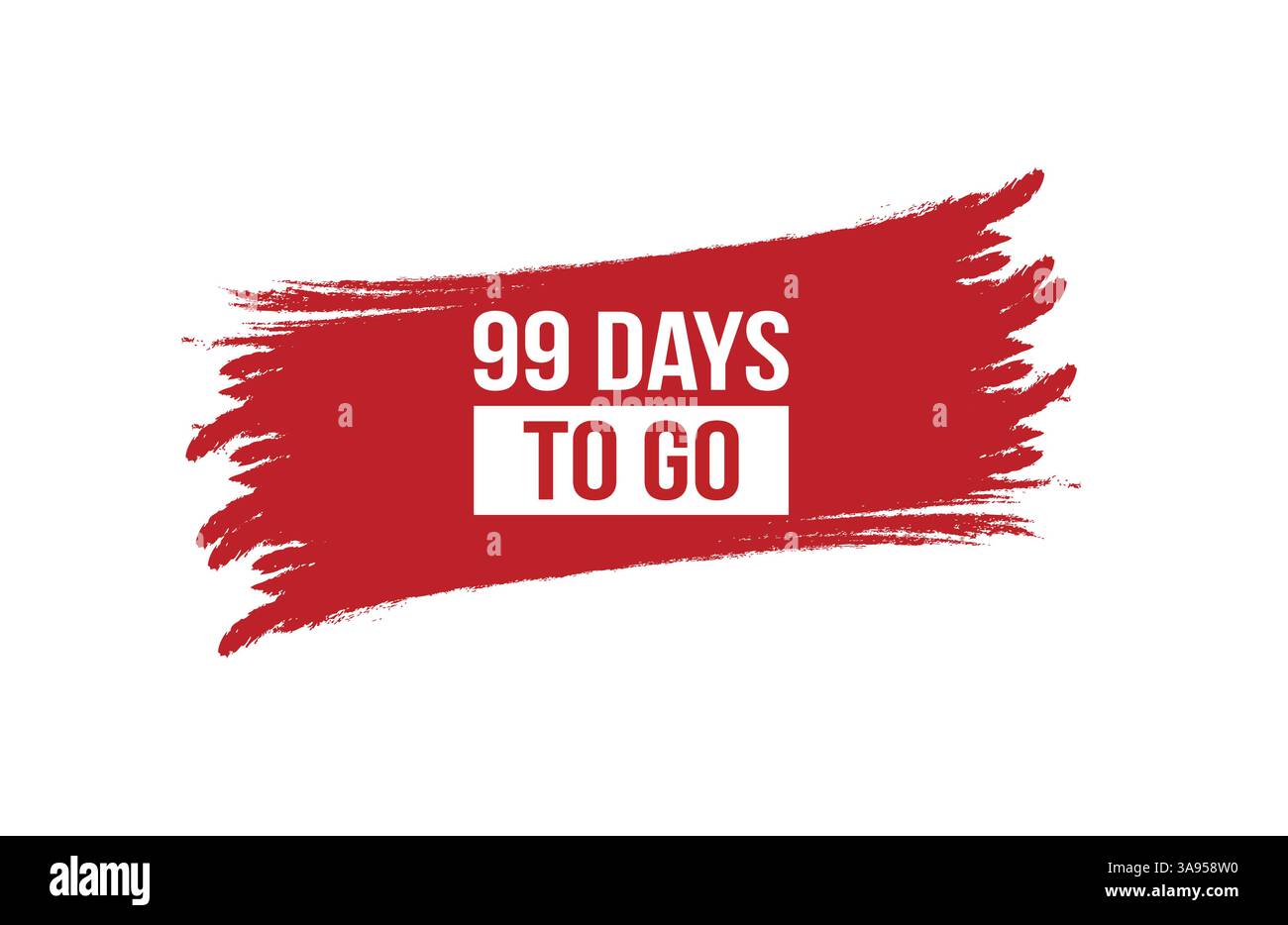 Brush style 99 days to go red banner design on white background Stock ...