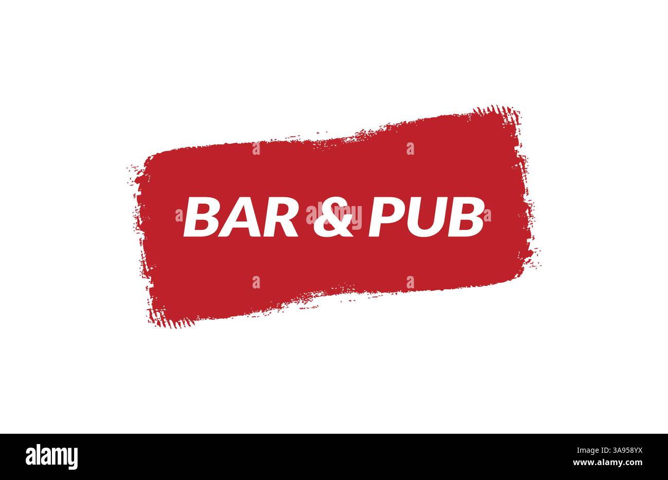 Brush style Bar & pub red banner design on white background Stock ...