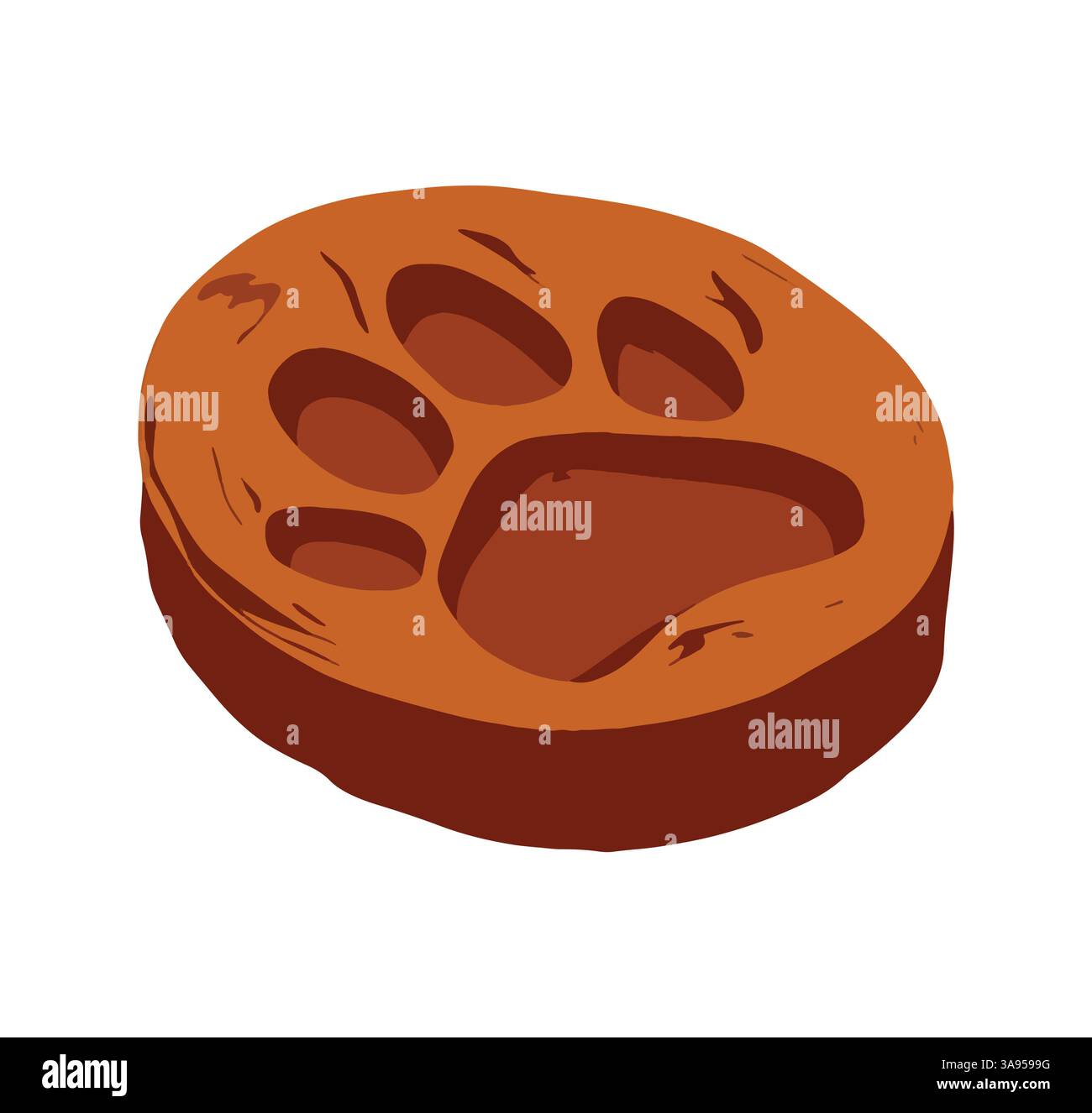 Wolf footprint in brown soil. Cartoon illustration of a wild animal's ...