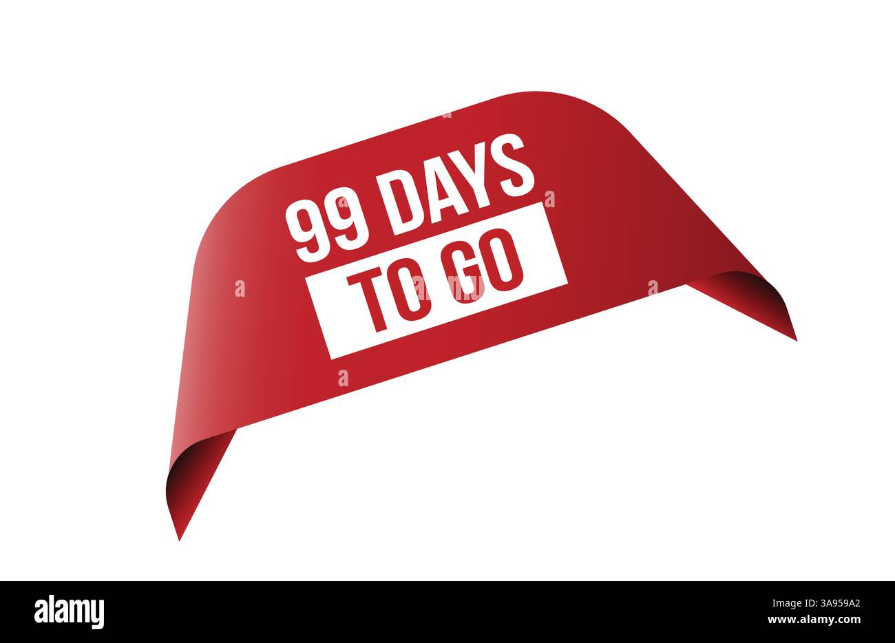 99 days to go red ribbon label banner. Open available now sign or 99 ...
