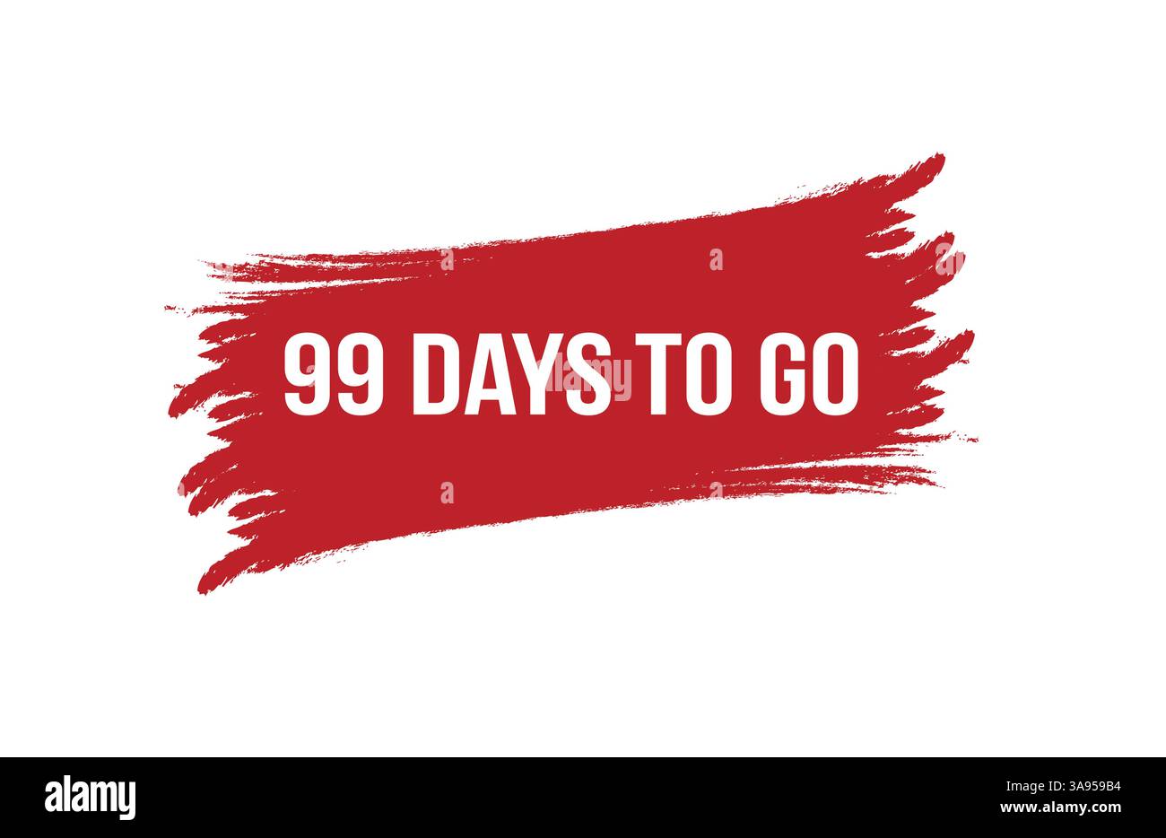 Brush style 99 days to go red banner design on white background Stock ...