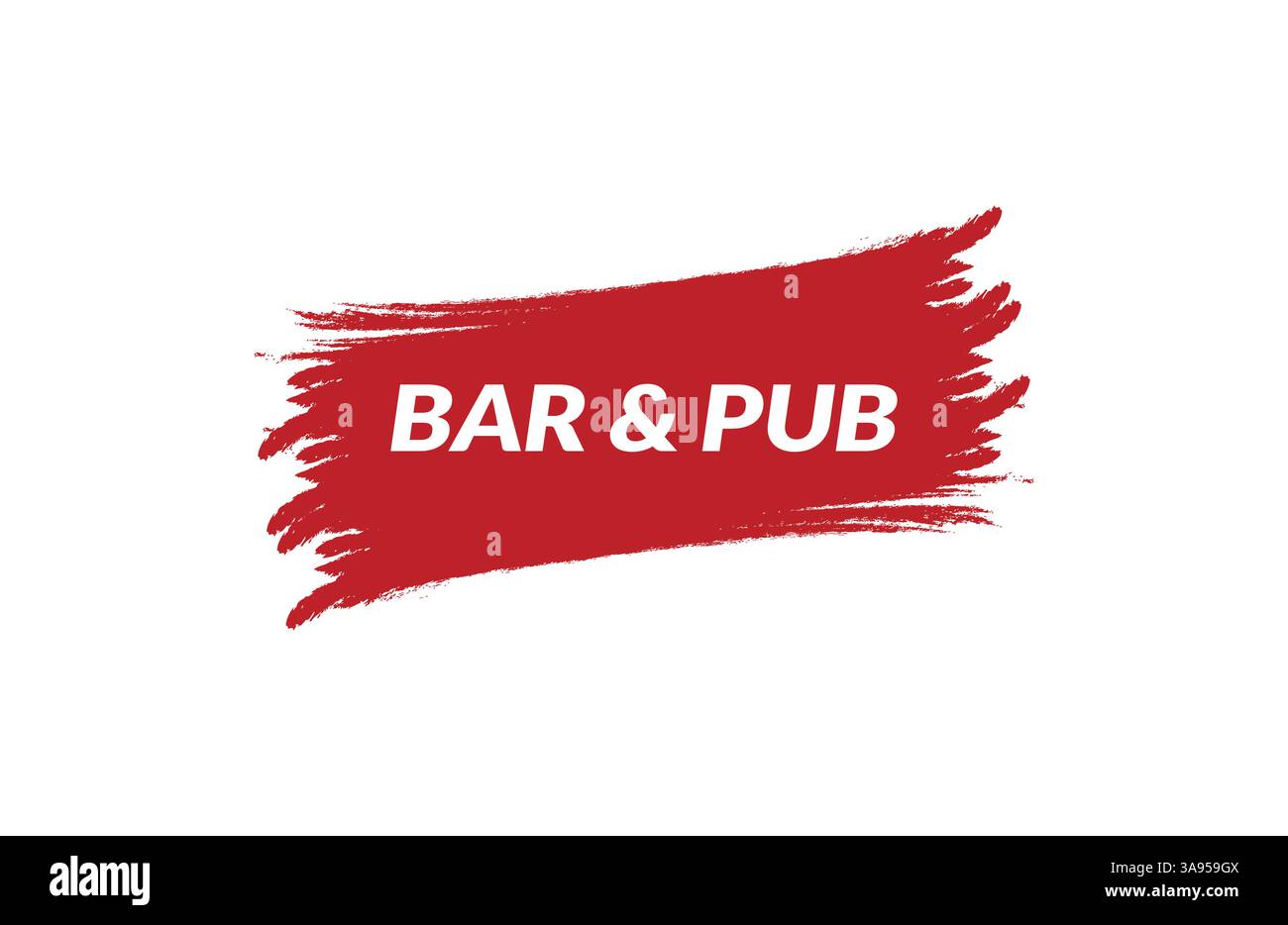 Brush style Bar & pub red banner design on white background Stock ...