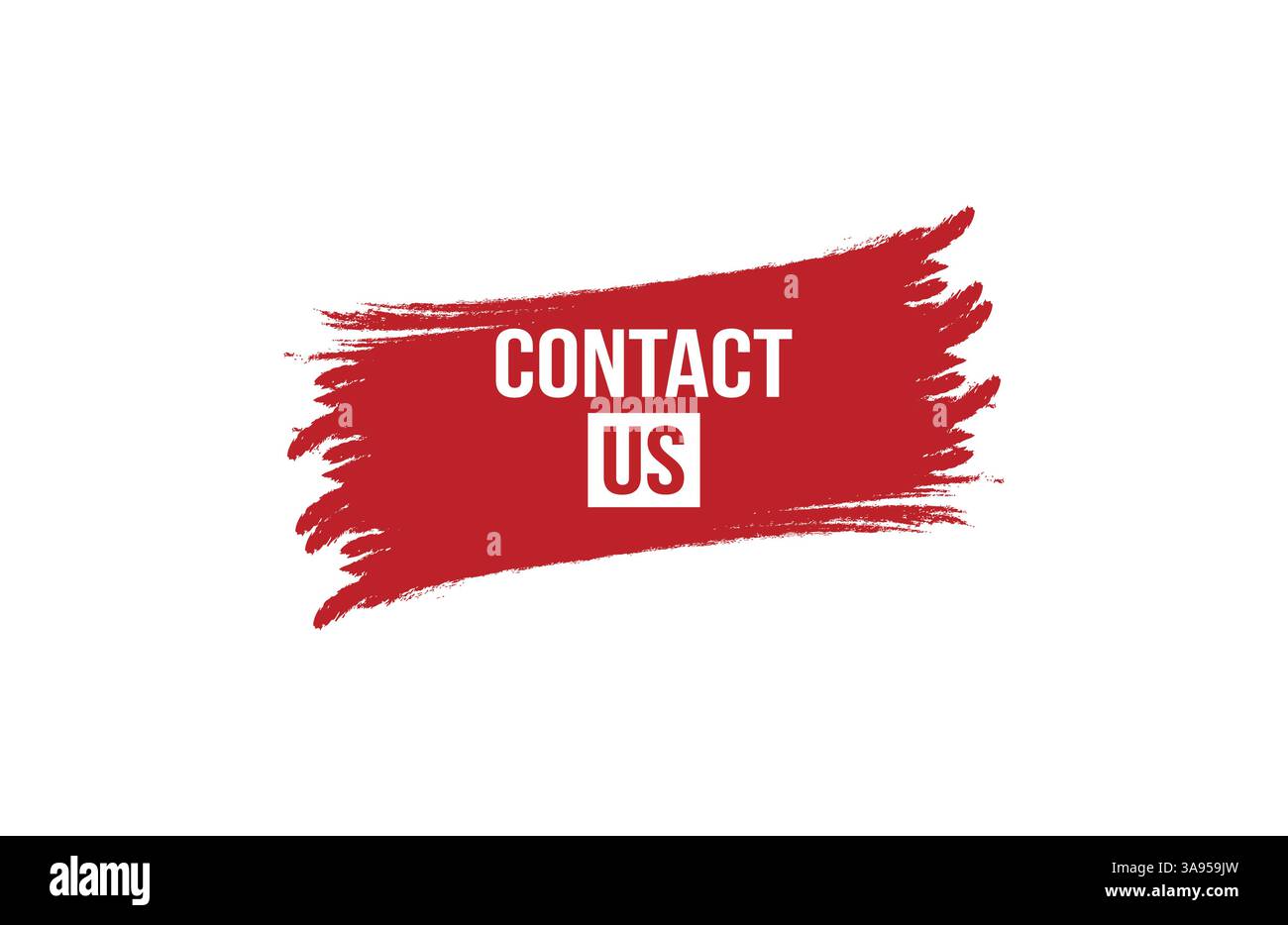 Brush style contact us red banner design on white background Stock ...