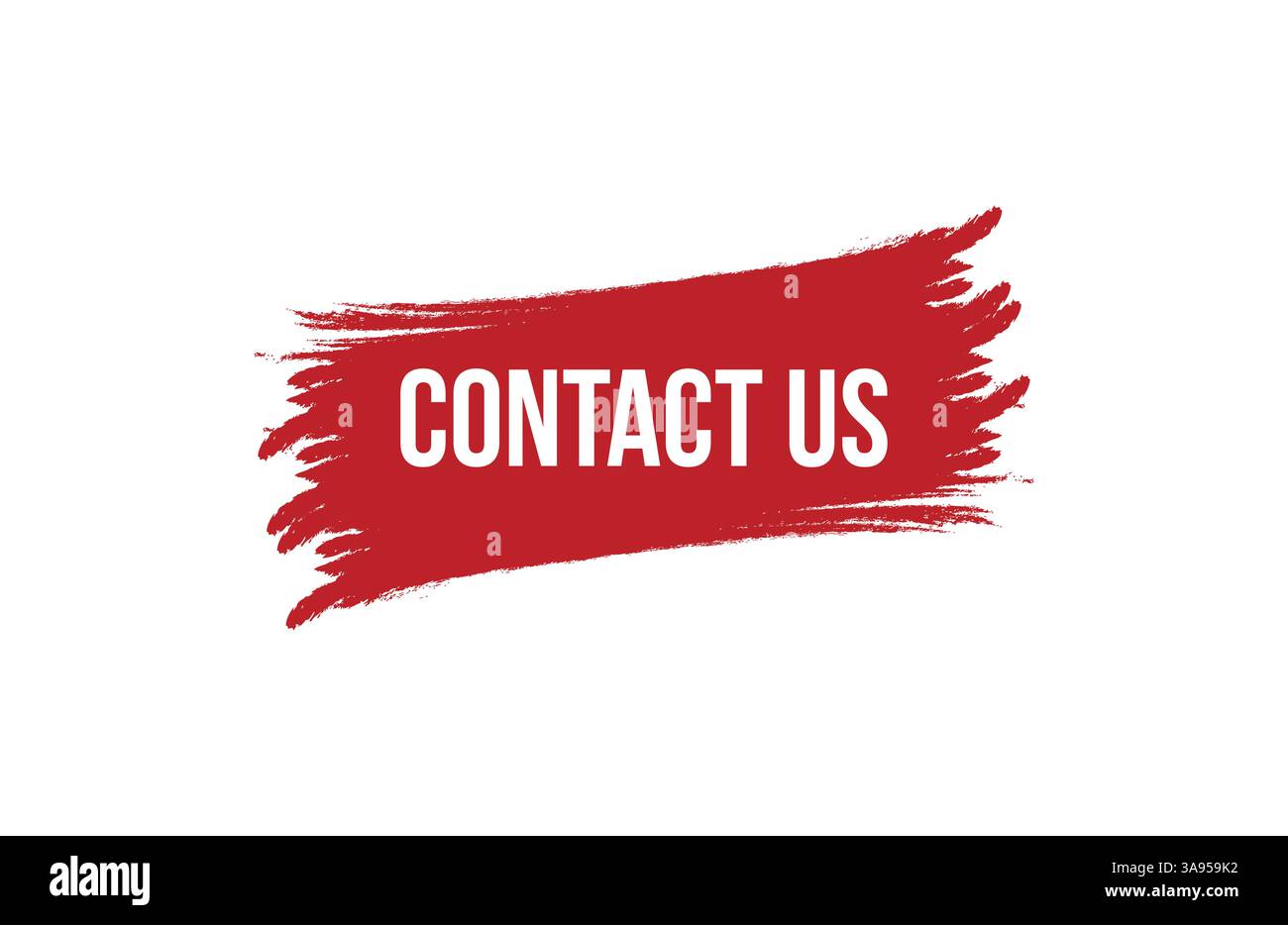 Brush style contact us red banner design on white background Stock ...