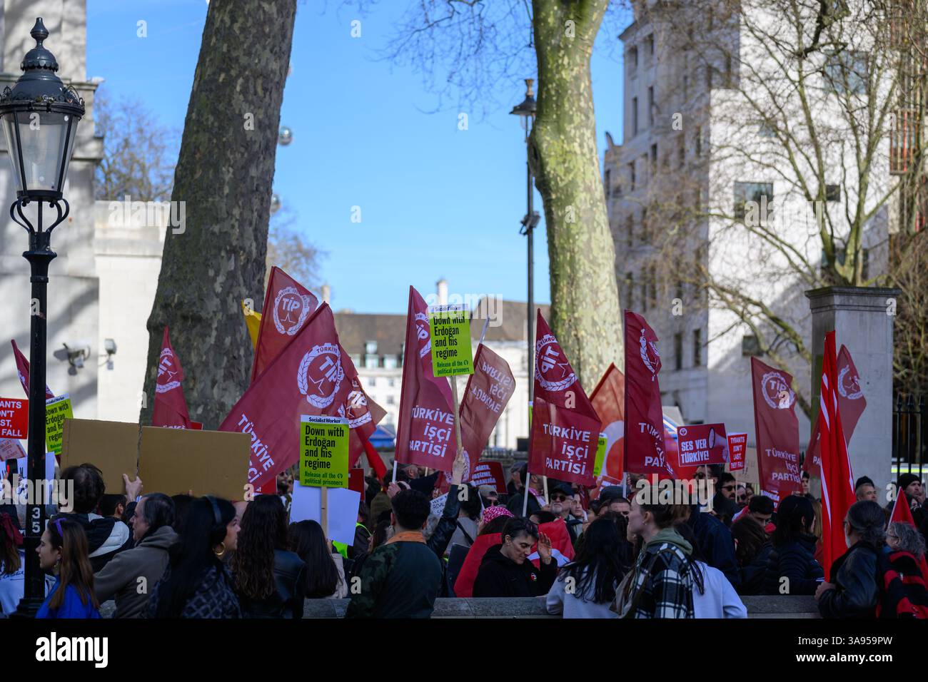 London, UK, 29th March 2025, Turkish protests in Downing Street where ...