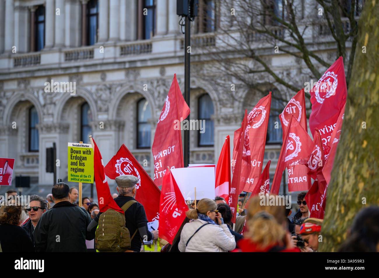 London, UK, 29th March 2025, Turkish protests in Downing Street where ...