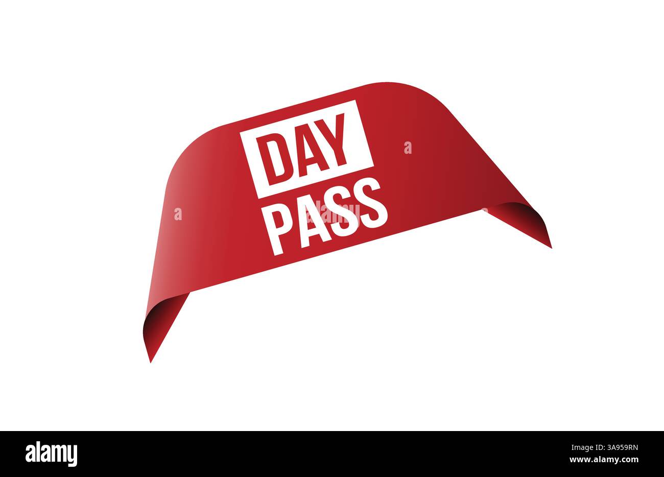 Day Pass red ribbon label banner. Open available now sign or Day Pass ...