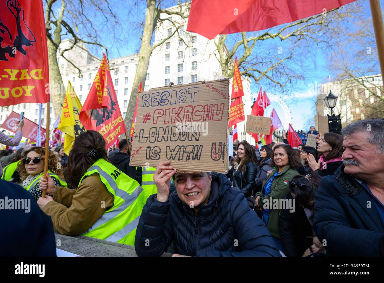 London, UK, 29th March 2025, Turkish protests in Downing Street where ...