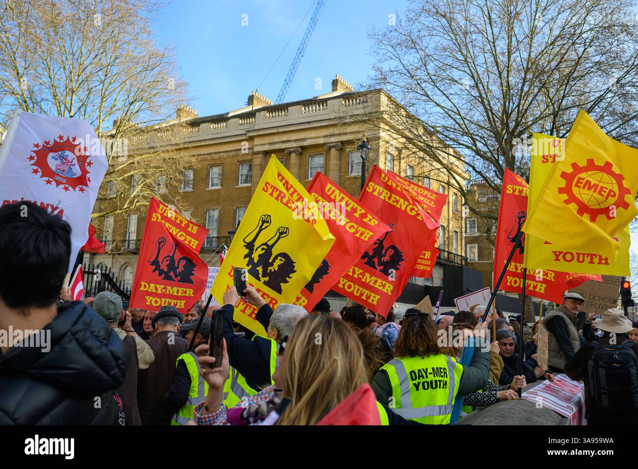 London, UK, 29th March 2025, Turkish protests in Downing Street where ...