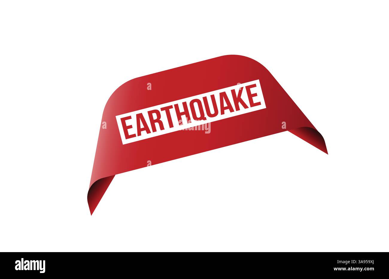 Earthquake red ribbon label banner. Open available now sign or ...