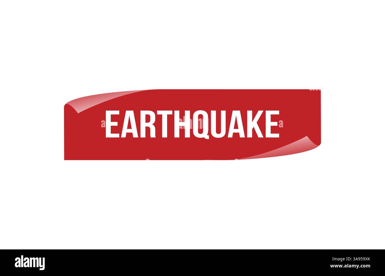 Earthquake red ribbon label banner. Open available now sign or ...