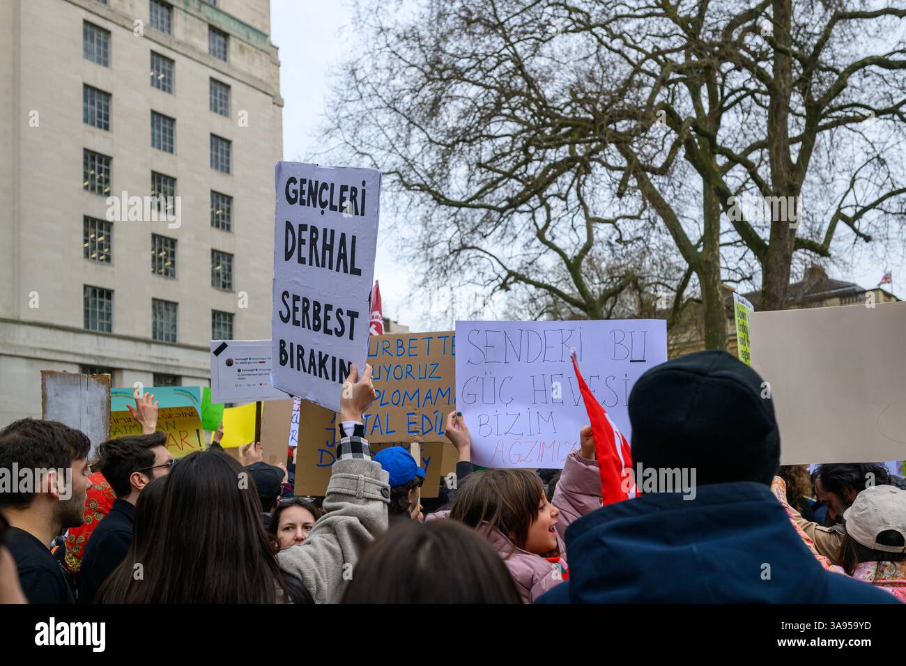 London, UK, 29th March 2025, Turkish protests in Downing Street where ...