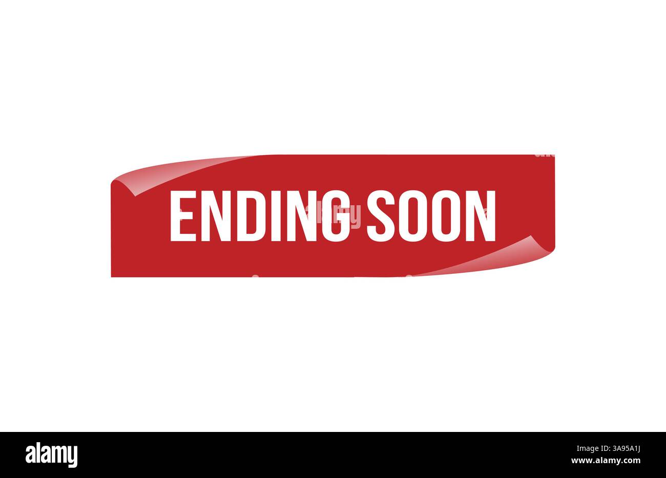 Ending soon red ribbon label banner. Open available now sign or ending ...