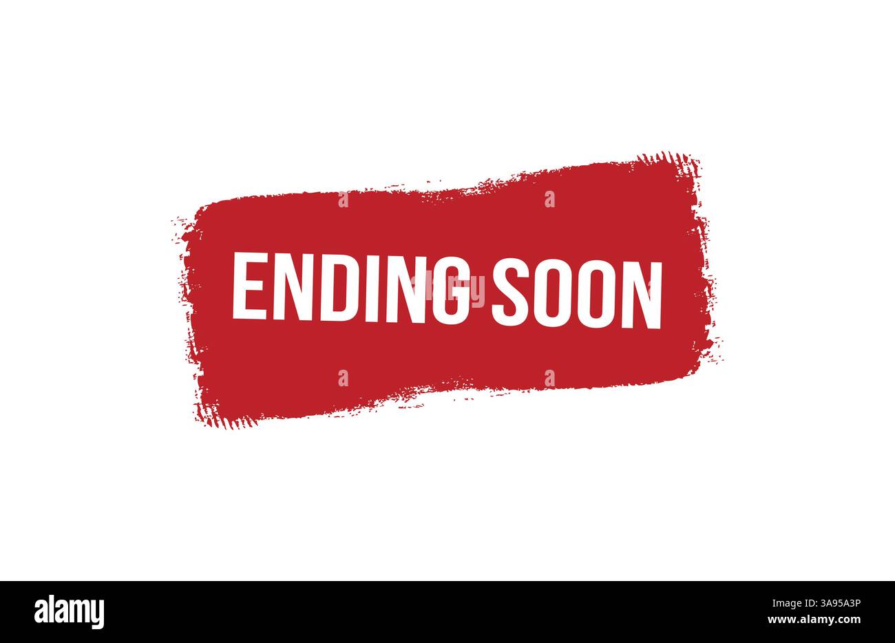 Brush style ending soon red banner design on white background Stock ...